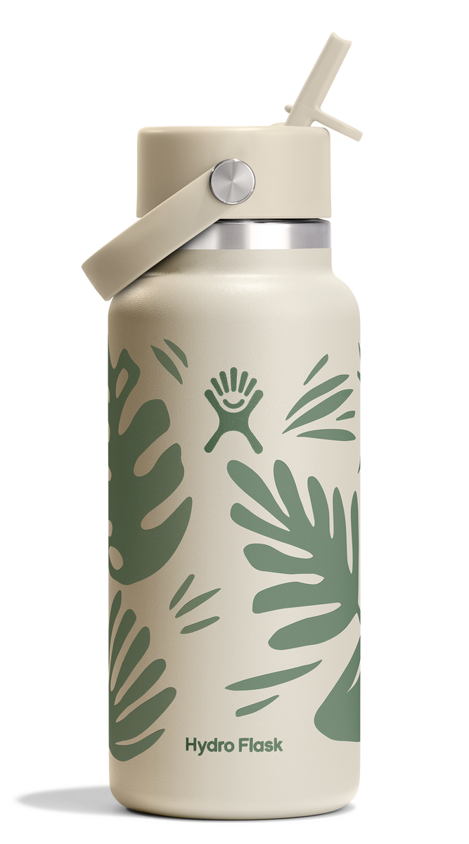 Wide Mouth With Flex Straw Cap Botanical Bliss Coconut 32oz – Hydro ...